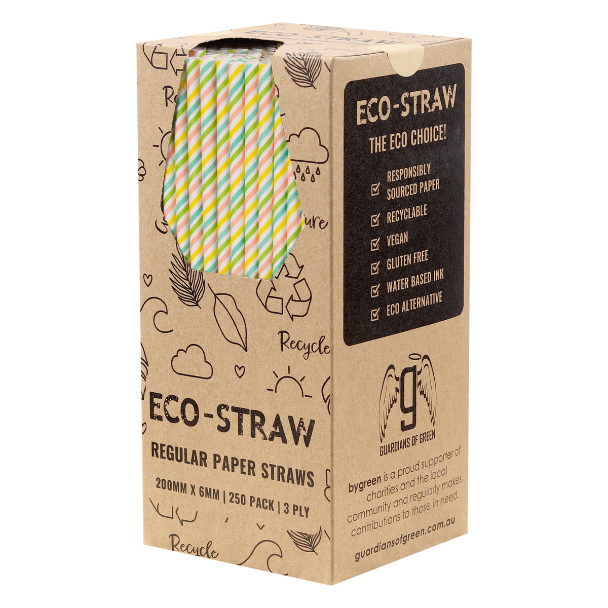 ECO STRAWS - REGULAR - PAPER STRAW - 3 PLY - RAINBOW PRINT – Bygreen
