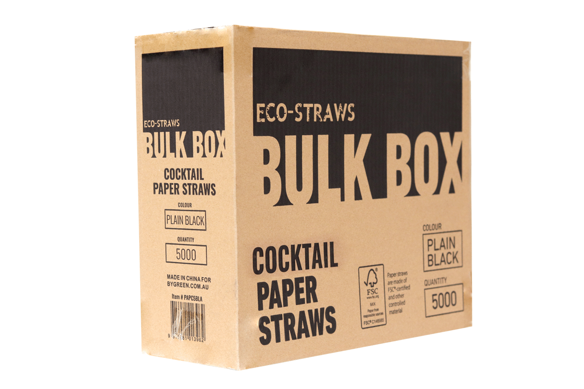 ECO STRAWS - COCKTAIL SLIM - PAPER STRAW - BULK BOX - 3 PLY - BLACK ...