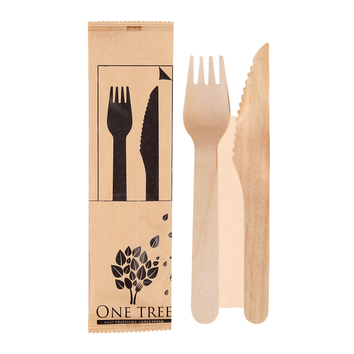 ONE TREE - PAPER WRAPPED CUTLERY SET - KNIFE, FORK NAPKIN – Bygreen