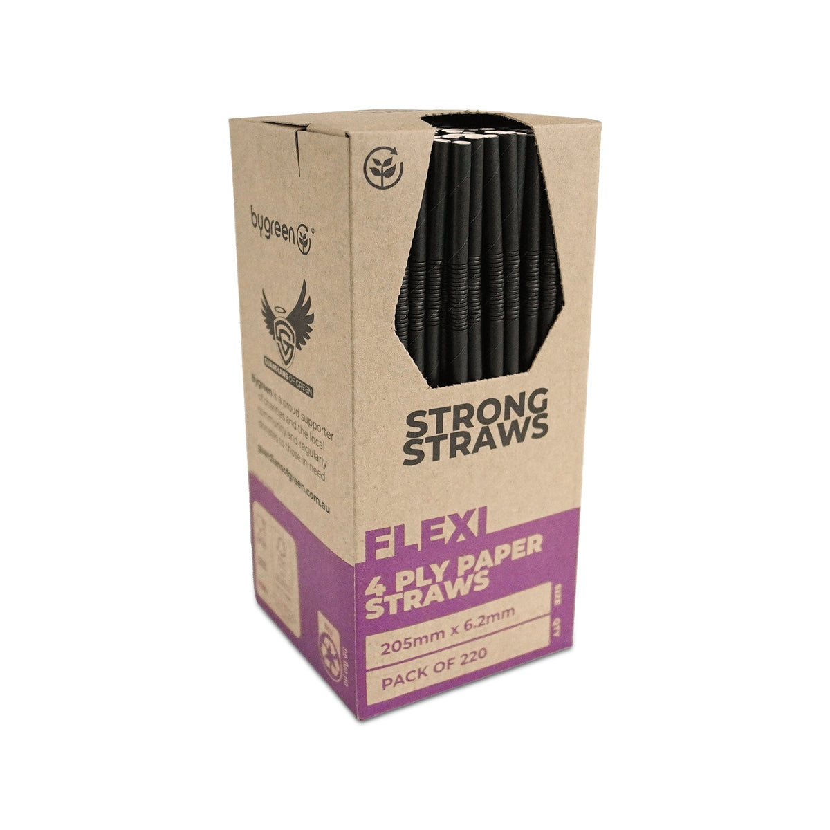 STRONG STRAWS - 4 PLY FLEXI PAPER STRAW - BLACK – Bygreen