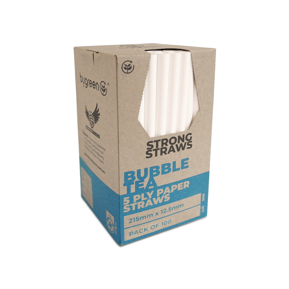 STRONG STRAWS - 5 PLY BUBBLE TEA PAPER STRAW - WHITE – Bygreen
