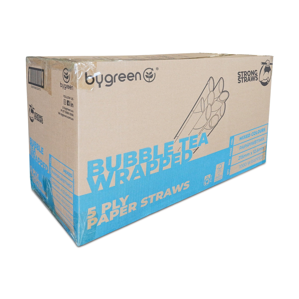 STRONG STRAWS - 5 PLY BUBBLE TEA PAPER STRAW WRAPPED - MIXED COLOURS ...