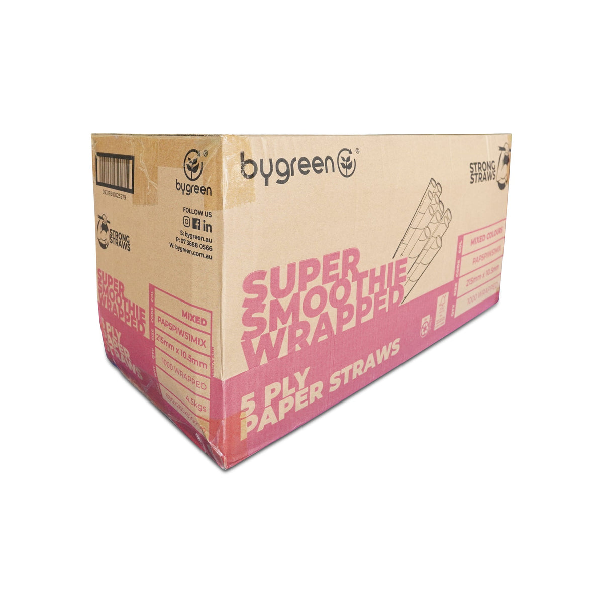 STRONG STRAWS - 5 PLY SUPER SMOOTHIE PAPER STRAW WRAPPED - MIXED COLOU ...