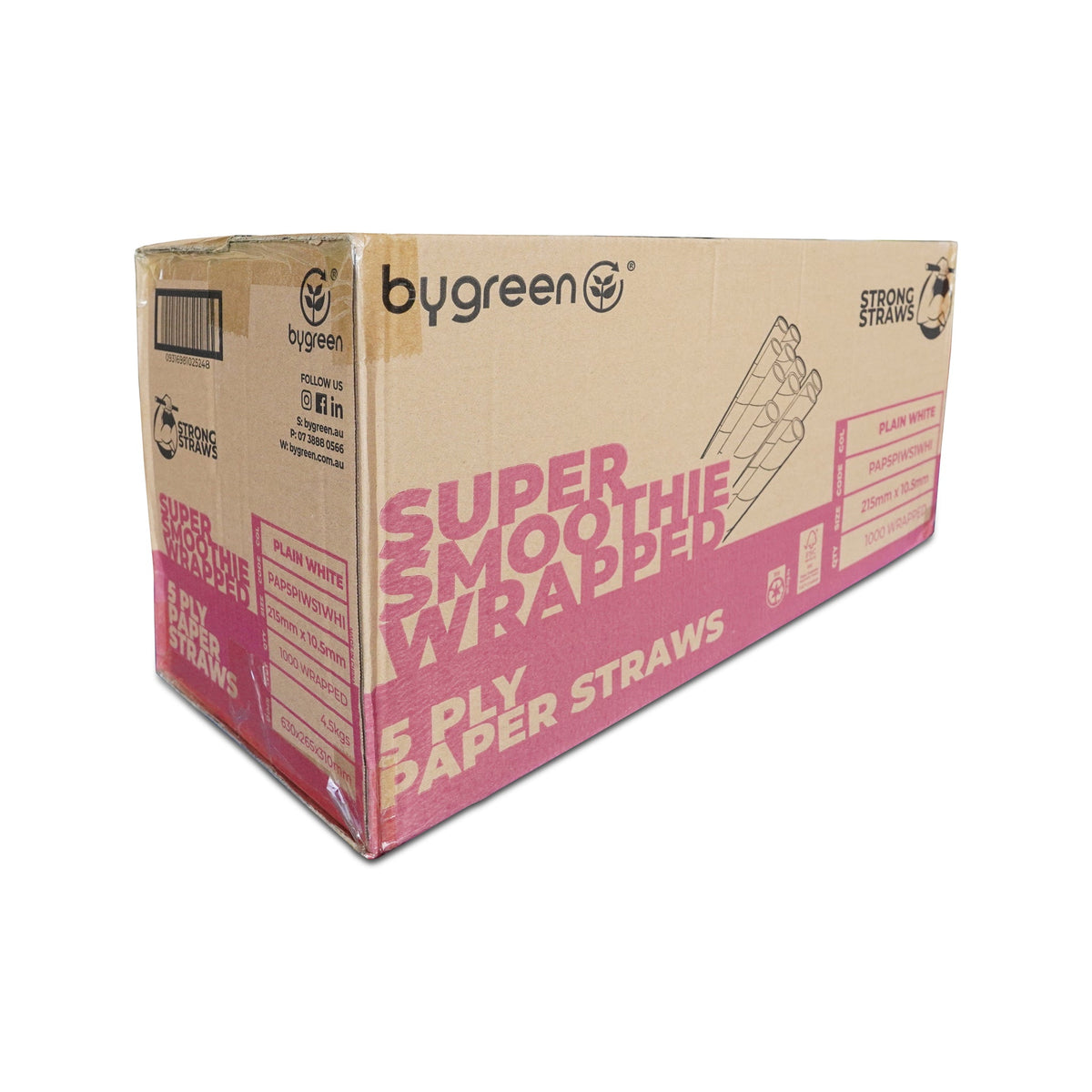 STRONG STRAWS - 5 PLY SUPER SMOOTHIE PAPER STRAW WRAPPED - WHITE – Bygreen
