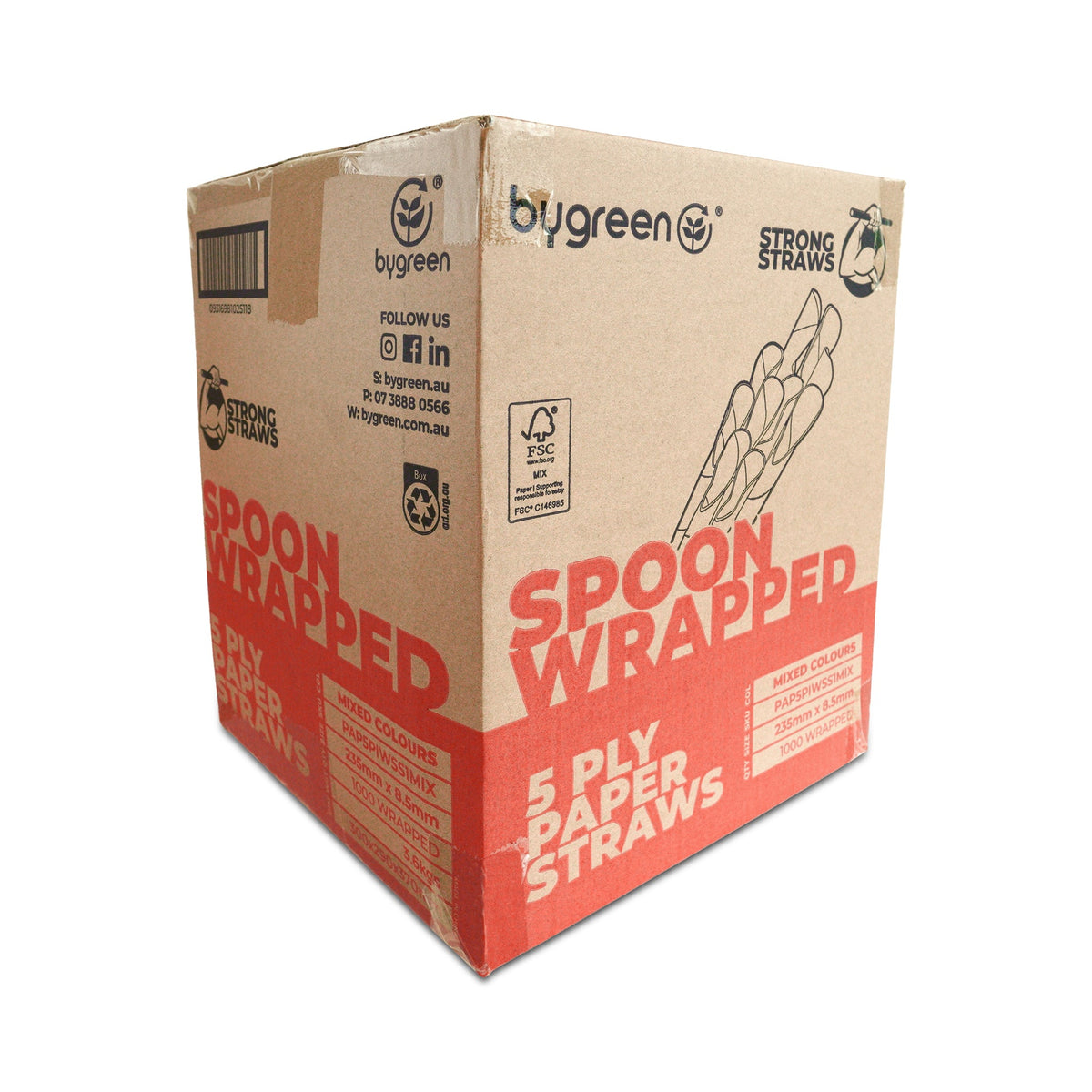 STRONG STRAWS - 5 PLY SPOON PAPER STRAW WRAPPED - MIXED COLOURS – Bygreen