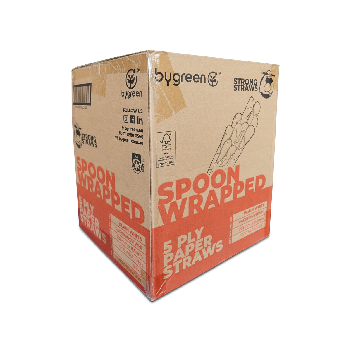 STRONG STRAWS - 5 PLY SPOON PAPER STRAW WRAPPED - WHITE – Bygreen