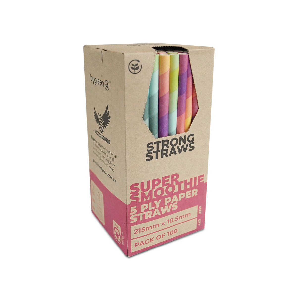 STRONG STRAWS - 5 PLY SUPER SMOOTHIE PAPER STRAW - MIXED COLOURS – Bygreen